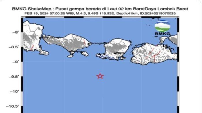 Gempa Bumi M 4.3 Guncang Lombok Barat Pagi Ini, Cek Info Terkini BMKG Pusat Gempa Barusan ...