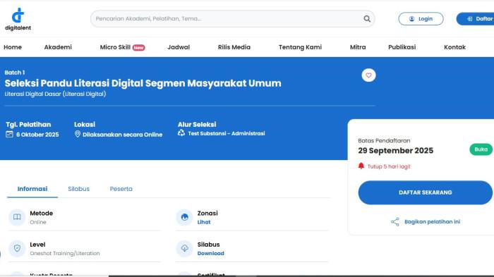 Info Lengkap Rekrutmen Pandu Literasi Digital 2025, Mulai Syarat Hingga Cara Daftar ...