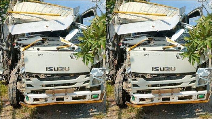 Tabrakan Maut, Seorang Sopir Tewas, Truk Tangki Tabrakan dengan Dump Truk - Tribunmanado.co.id