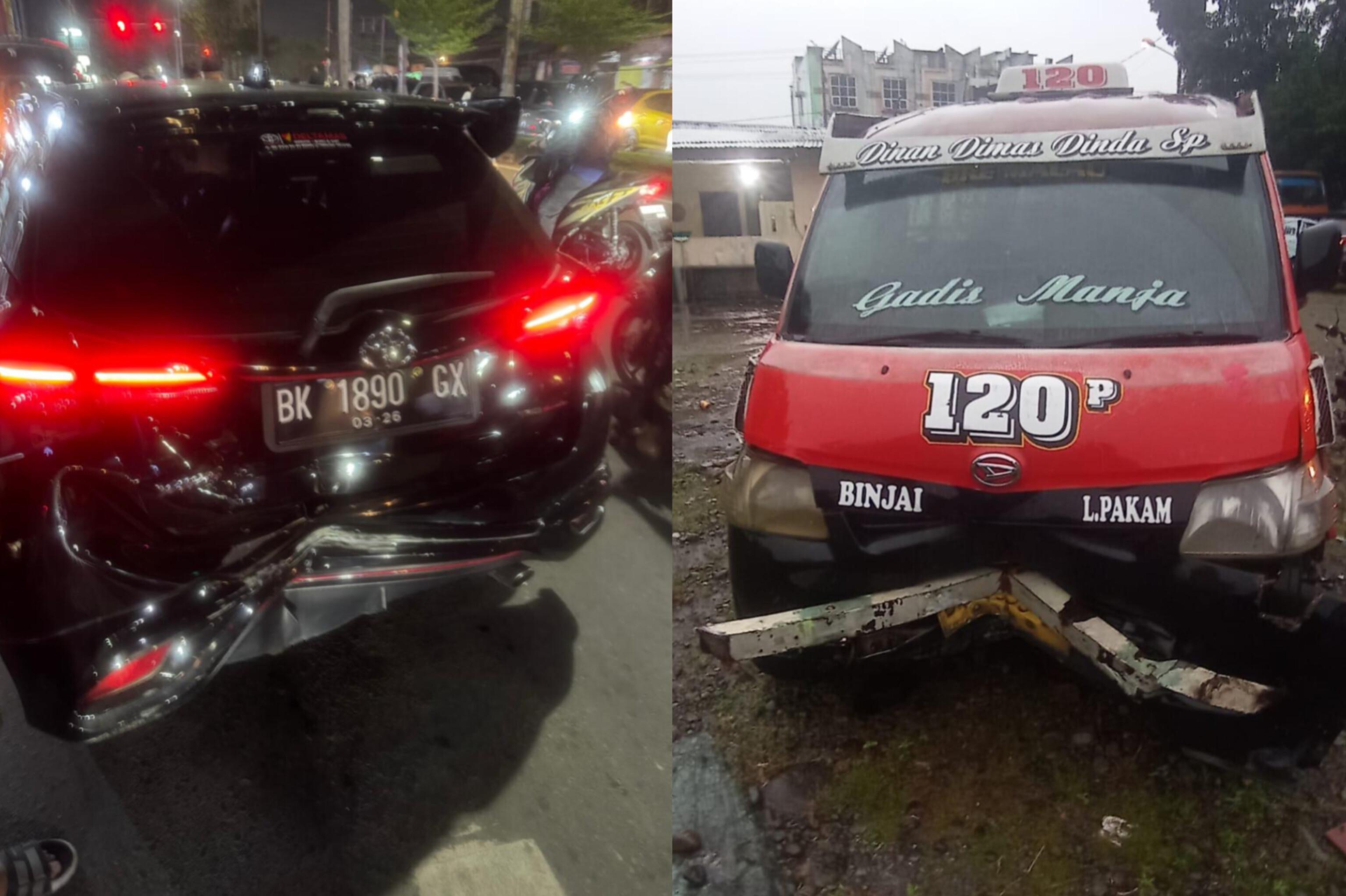 Ngebut-Ngebutan, Angkot Trobos Lampu Merah Tabrak Mobil dan Tiang ...