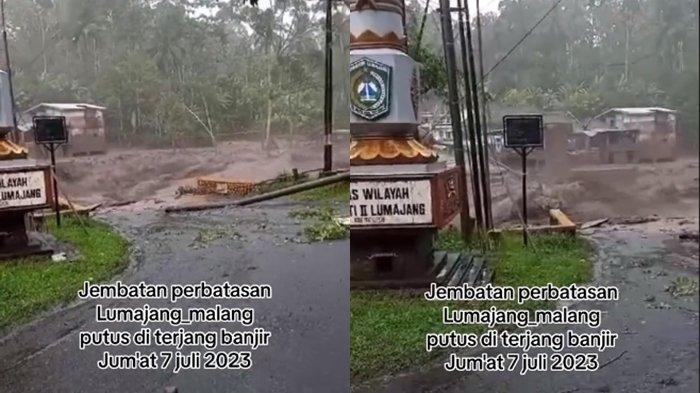 Diterjang Banjir Lahar Dingin, Jembatan di Perbatasan Lumajang Malang Putus - Halaman all ...