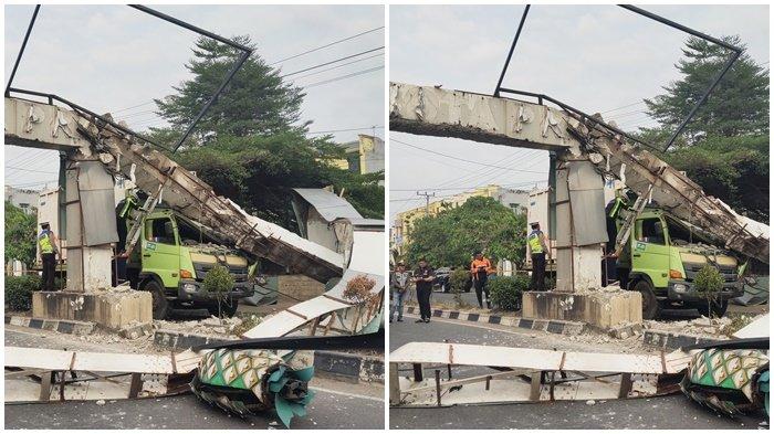Gerbang Selamat Datang Icon Kota Prabumulih Roboh Usai Diseruduk Truk ...