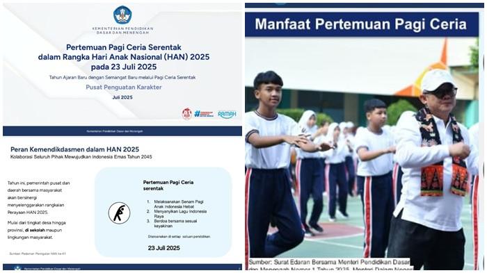 JADWAL Pertemuan Pagi Ceria Peringati Hari Anak Nasional 2025 di Sekolah, Serentak Seluruh ...