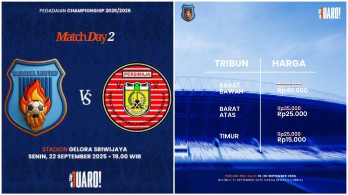 Pre Sale Harga Tiket Pertandingan Sumsel United vs Persiraja di GSJ ...