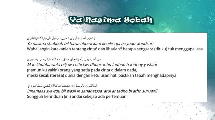 Lirik Sholawat Ya Nasima Sobah Berisi Kerinduan pada Nabi Lengkap Arab, Latin dan Arti - Sripoku.com
