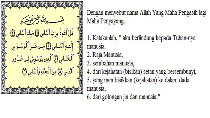 Bacaan Surat An-Nas Lengkap dalam Bahasa Arab, Latin, Arti dan ...