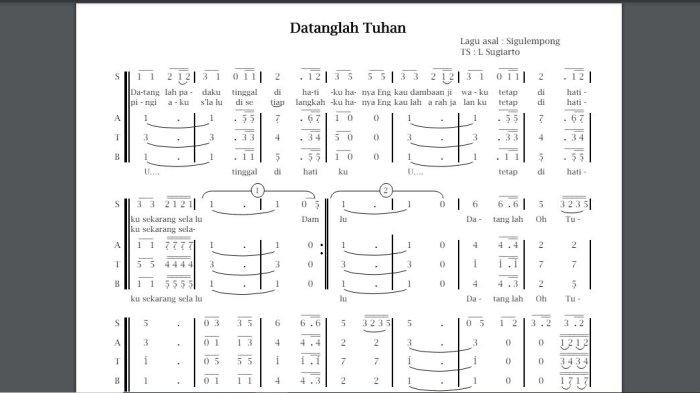PDF Lirik Lagu Rohani Datanglah Tuhan Viral Tiktok: Asal Lagu Batak ...