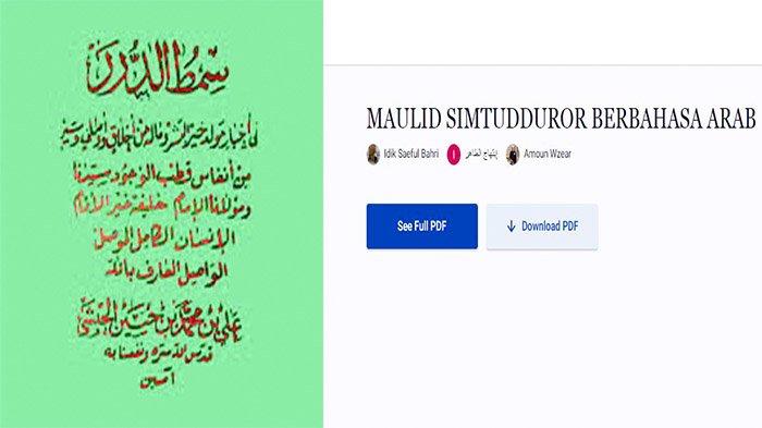 Download Maulid Simtudduror PDF: Teks Arab, Latin dan Artinya - Tribunpekanbaru.com