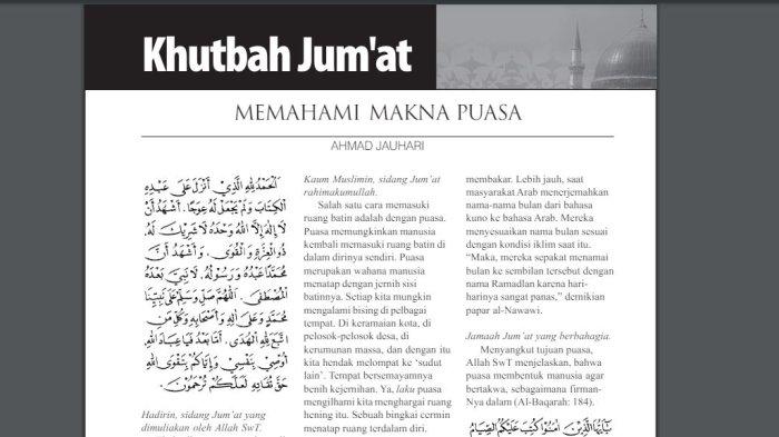 Download PDF Contoh Khutbah Jumat Menyambut Ramadhan 2024 - Tribunpekanbaru.com