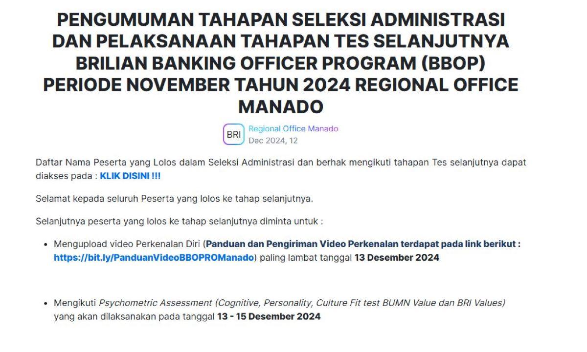 Contoh Soal Tes Psikometri Tembus Tes Masuk BRI - Tribunpekanbaru.com