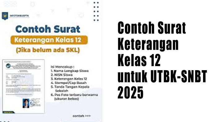 Contoh Surat Keterangan Kelas 12 untuk UTBK-SNBT 2025, Jadikan Pedoman ...