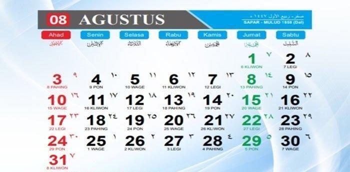 Kalender Agustus 2025, Jadwal Libur Tambahan Terbaru - Tribunpriangan.com