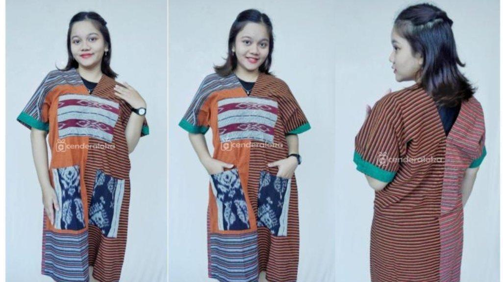 4 Rekomendasi Dress Batik Mix Tenun Cenderaloka, Bisa untuk Ngantor ...