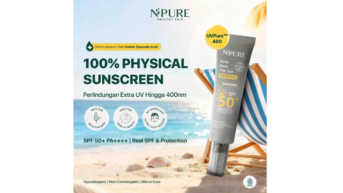 Review NPURE Physical Sunscreen Noni Beat The Sun SPF 50 PA: Kelebihan ...