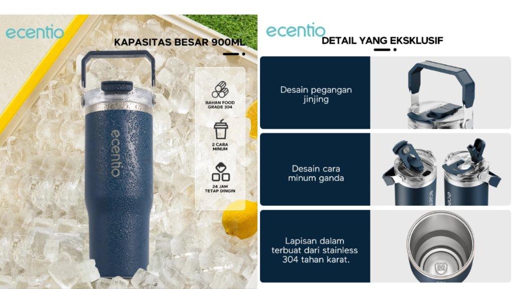 5 Rekomendasi Tumbler Lucu dan Estetik Ecentio, Harga Spesial Harbolnas ...
