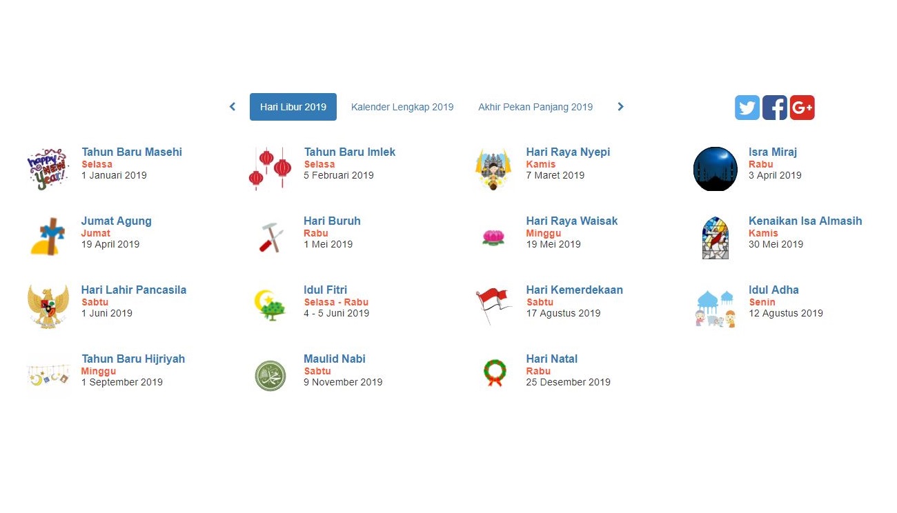 Ada 20 Hari Libur pada Kalender 2019, Catat Tanggalnya - Tribunsolo.com