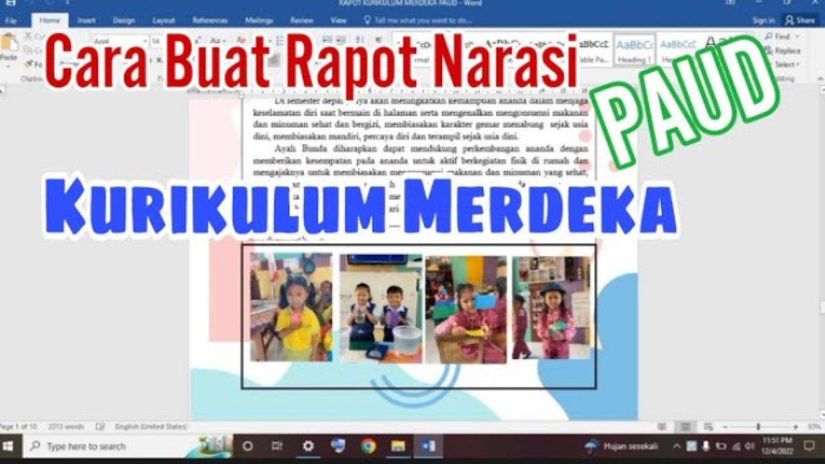 Contoh Narasi Raport TK/PAUD Semester 2 Kurikulum Merdeka, Cara Mengisi ...