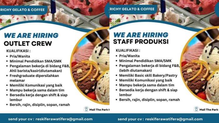 Lowongan Kerja Kendari Richy Gelato & Coffee Buka Loker Outlet Crew dan ...