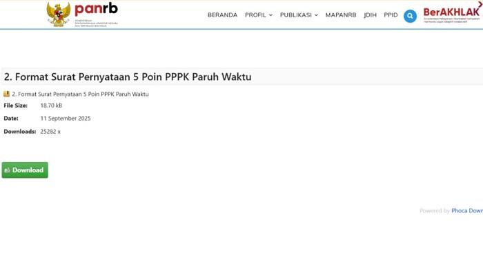 PPPK Paruh Waktu Download Ini Format Surat Pernyataan 5 Poin ...