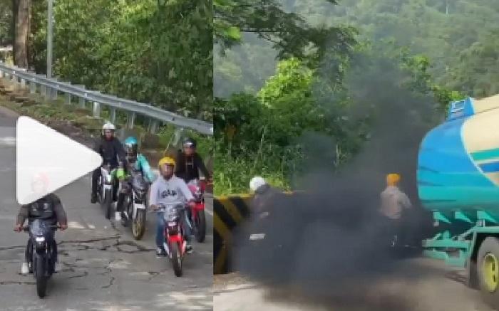 Video Viral Aksi Geber-geber Motor, Pemuda Jalan Bak Konvoi, Disemprot ...