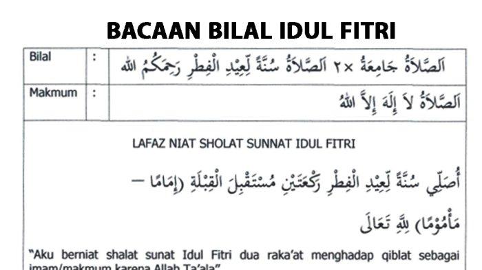 Bacaan Bilal Sholat Idul Fitri 1446 H/2026 Arab Latin dan Artinya ...