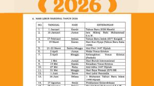 Kalender 2026 Beserta Jadwal Libur Nasional dan Cuti Bersama, Ada 8 ...