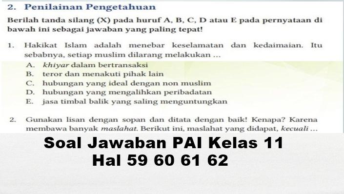 Soal dan Kunci Jawaban PAI Kelas 11 Kurikulum Merdeka Halaman 59 60 61 62: Penilaian Pengetahuan ...