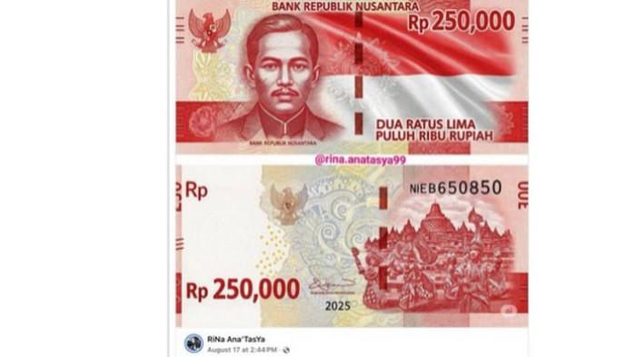 Viral Uang Kertas Pecahan Rp250 Ribu Spesial HUT ke-80 RI, Ini Kata Peruri - Halaman 2 ...