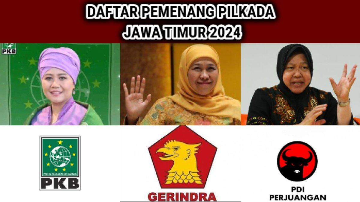 Deretan Pemenang Pilkada Jatim 2024, Gubernur, Bupati, Wali Kota: Gerindra vs PDIP vs PKB Sengit ...