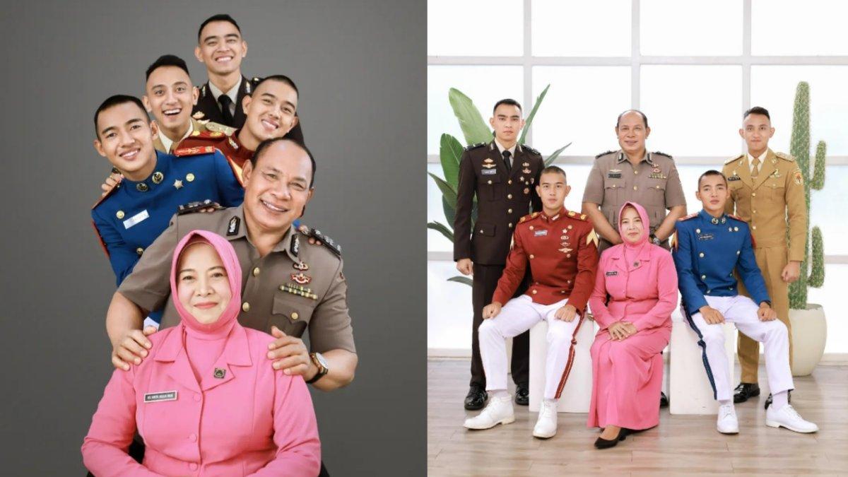 Sosok Mulia Raja, Viral 4 Putranya Semua Jadi Perwira, Foto Keluarga ...
