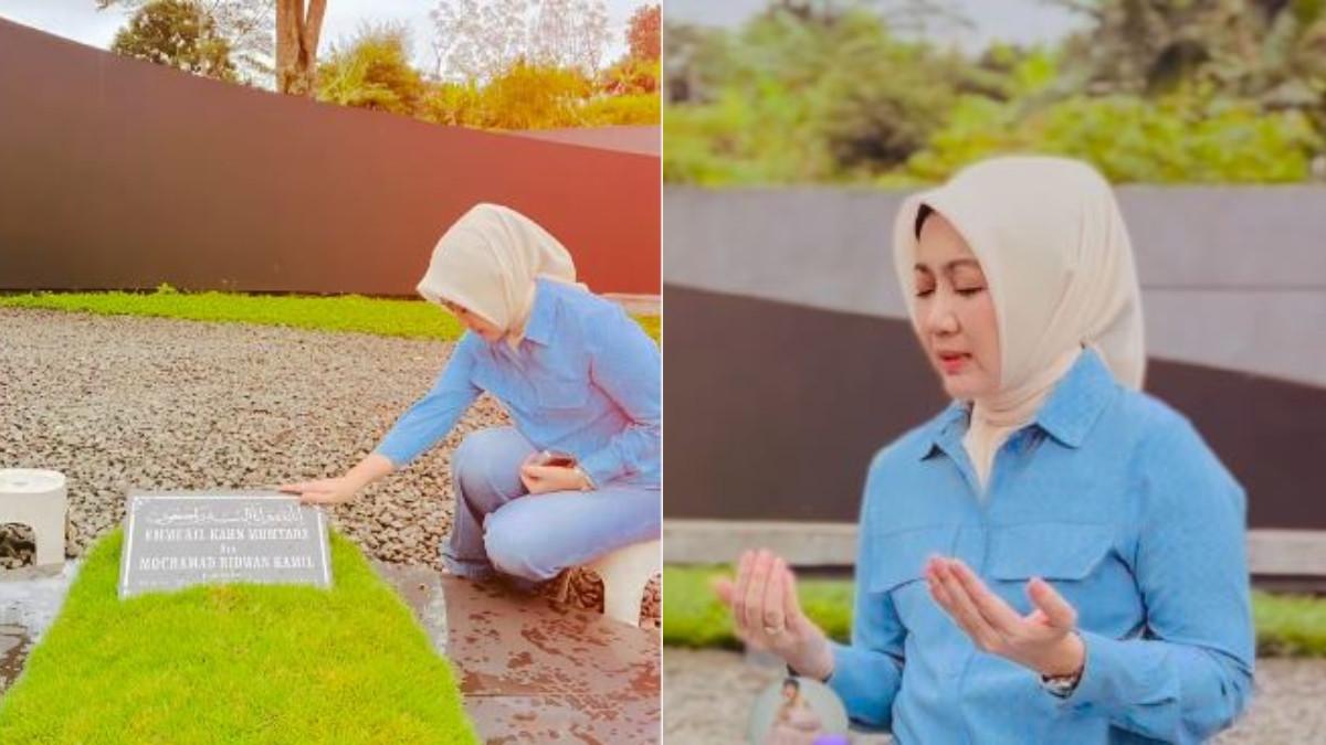 Momen Ziarah Atalia Praratya ke Pusara Mendiang Eril, Pilu Duduk di Samping Makam, 'Aa, Mamah ...