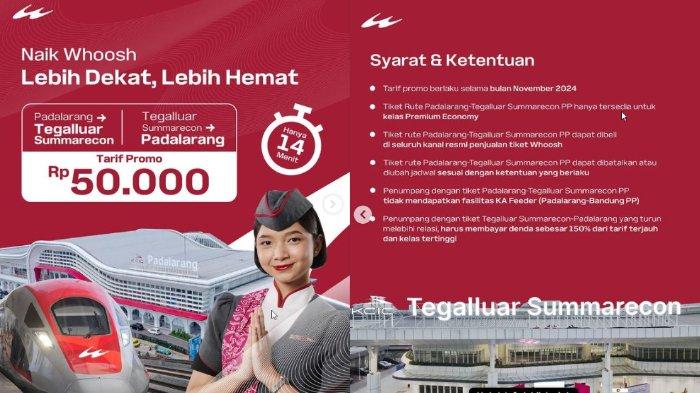 Promo Harga Tiket Kereta Cepat Whoosh Jakarta-Bandung Rp50.000 Mulai 1 November 2024, Ini ...