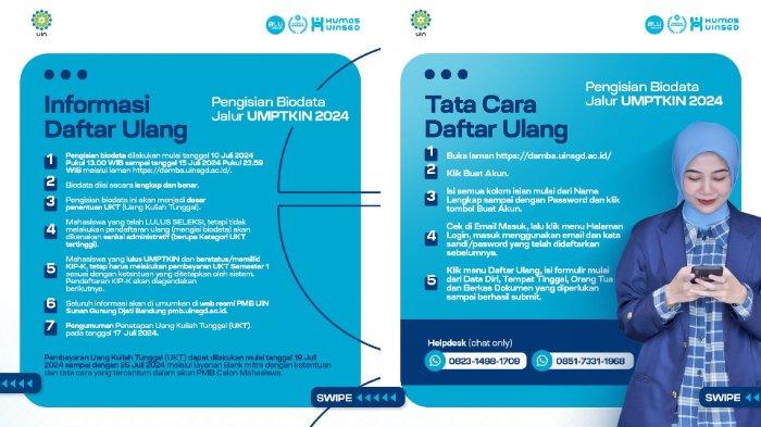 Cara Daftar Ulang Jalur UM-PTKIN 2024 UIN Bandung, Isi Biodata di Laman damba.uinsgd.ac.id ...