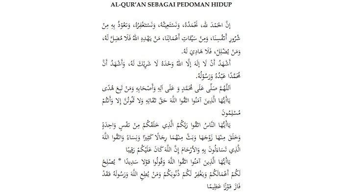 Contoh Teks Khutbah Jumat: Al-Quran sebagai Pedoman Hidup - TribunNews.com