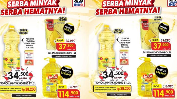 Promo JSM Indomaret, Superindo dan Alfamart 20 September 2025: Minyak Goreng Tropical 2L Rp34 ...