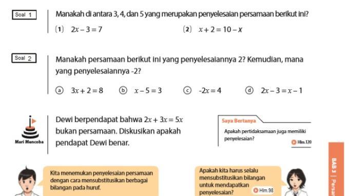 Kunci Jawaban Matematika Kelas 7 Halaman 97 Bab 3 Kurikulum Merdeka: Persamaan Linear ...