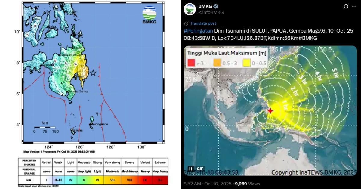 Gempa Berkekuatan 7,6 SR Guncang Pulau Karatung Sulut, BMKG: Berpotensi ...