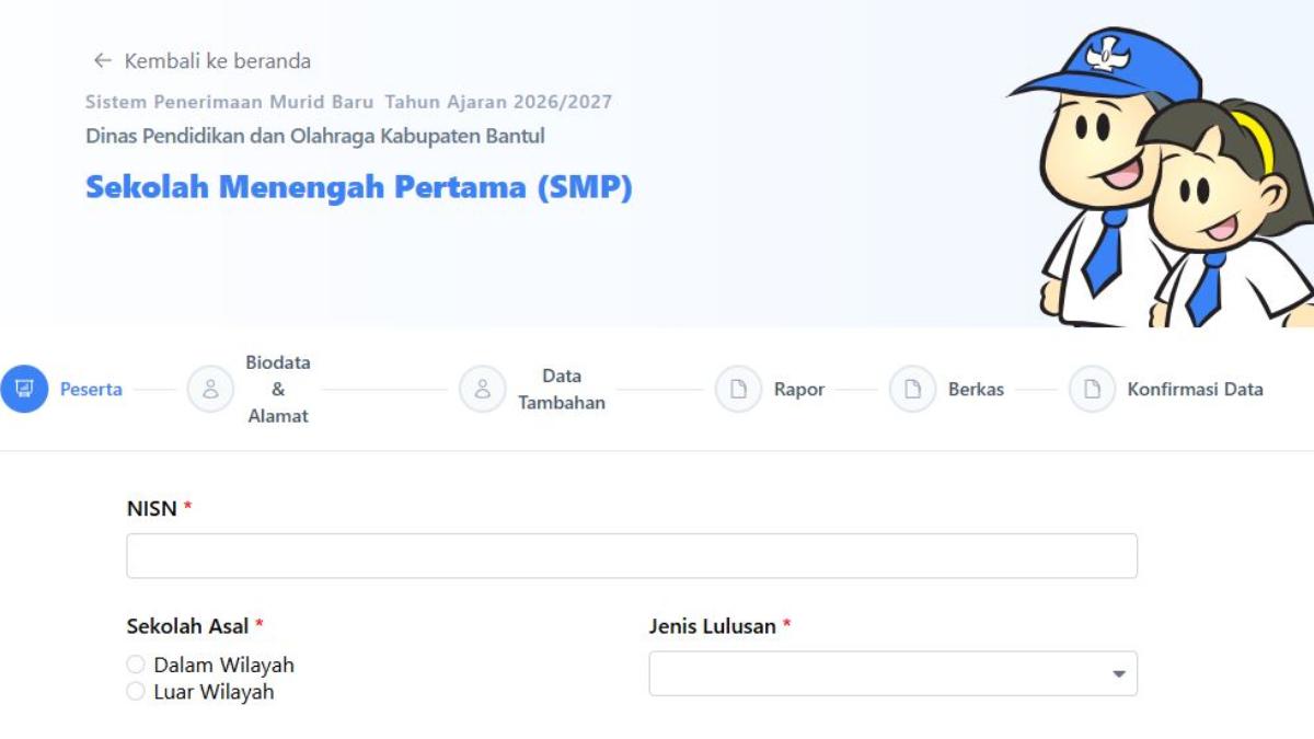 Cara Pengajuan Akun SPMB SMP Kabupaten Bantul 2026, Dibuka hingga 10 ...