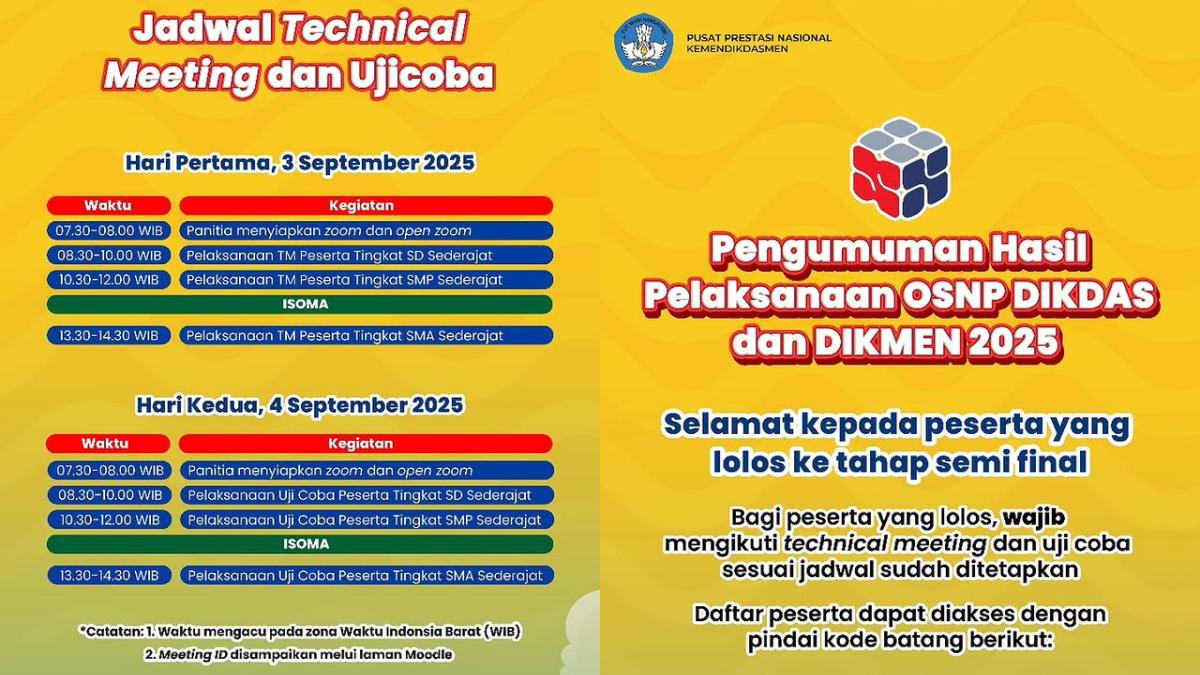 Pengumuman Hasil OSN-P 2025 Jenjang SD, SMP dan SMA Sederajat, Catat ...