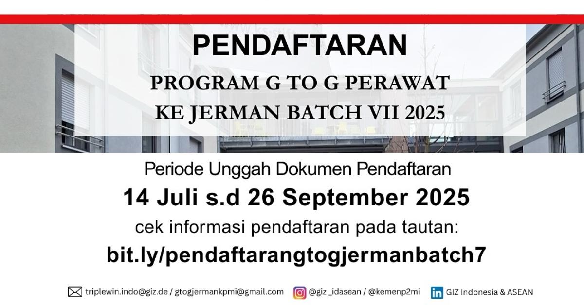 Pendaftaran Program G To G Perawat ke Jerman Batch VII Tahun 2025, Ini Syaratnya - TribunNews.com