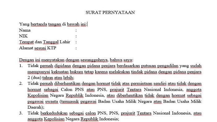 Contoh Surat Pernyataan 10 Poin CPNS Kementerian ESDM 2023, Lengkap ...