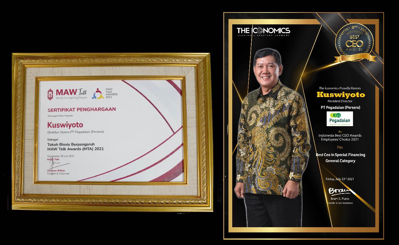 Dirut Pegadaian Kuswiyoto Raih 2 Penghargaan CEO 2021 - TribunNews.com