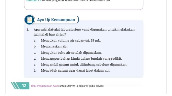 Kunci Jawaban IPA Kelas 7 Halaman 12 13 Kurikulum Merdeka Edisi Revisi, Ayo Uji Kemampuan ...