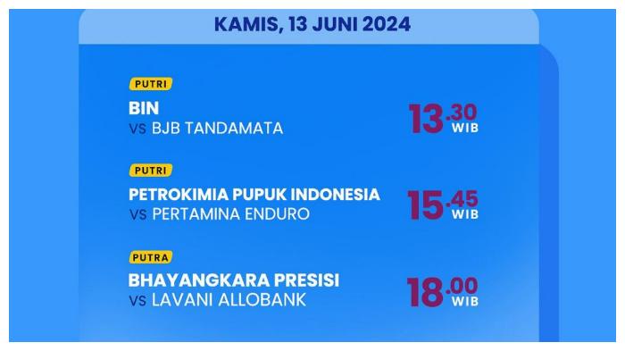 Jadwal Proliga 2024, Kamis 13 Juni: Kans Tim Megawati ke Final Four ...