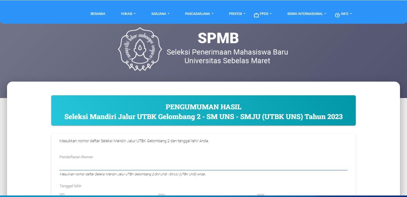Link Pengumuman Jalur Mandiri UTBK UNS 2023 Gelombang 2, Klik https://spmb.uns.ac.id ...