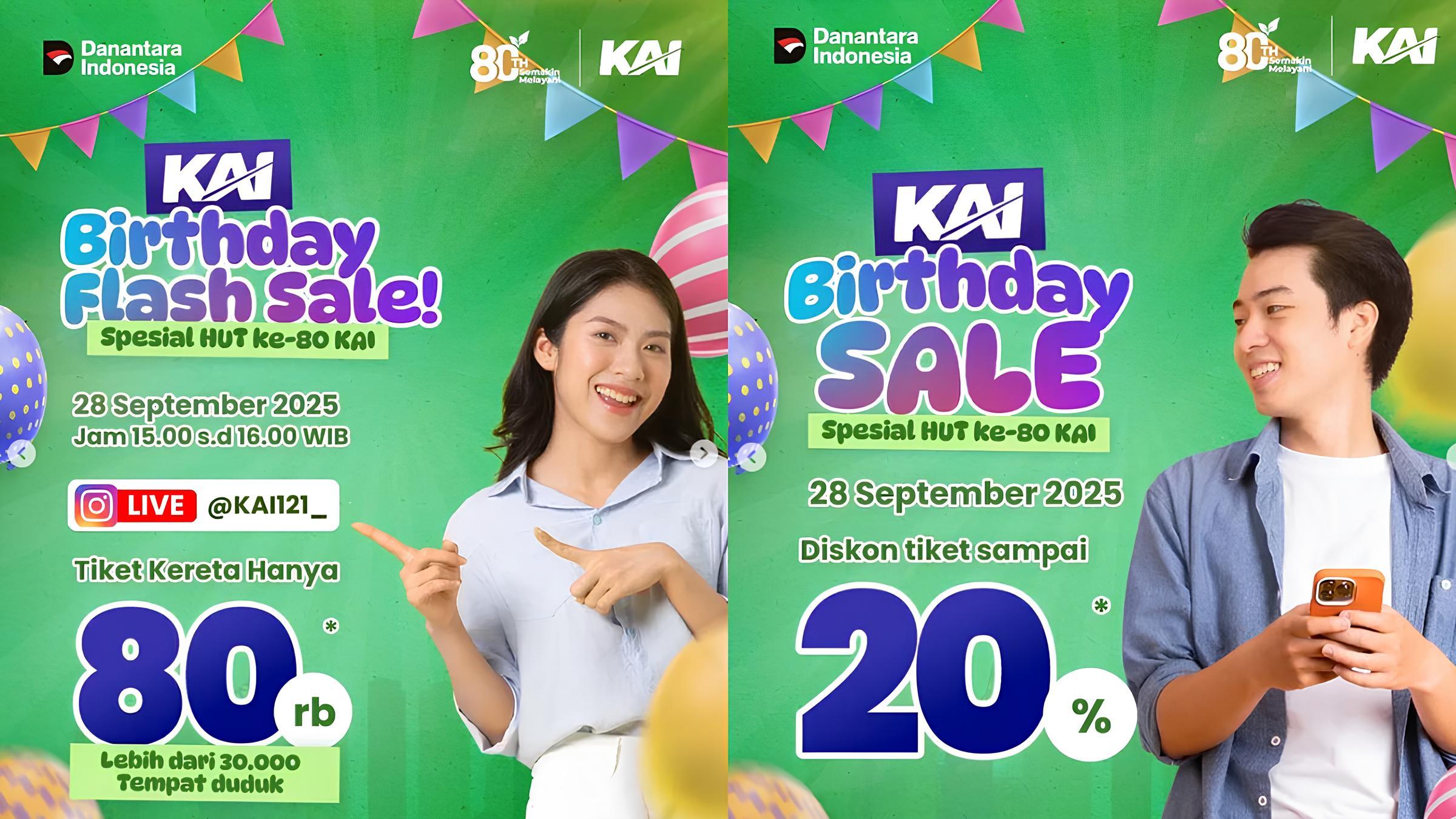 Promo KAI Birthday Sale 28 September 2025 Tiket Kereta Api Rp80 Ribu Semua Kelas, Ini Syaratnya ...