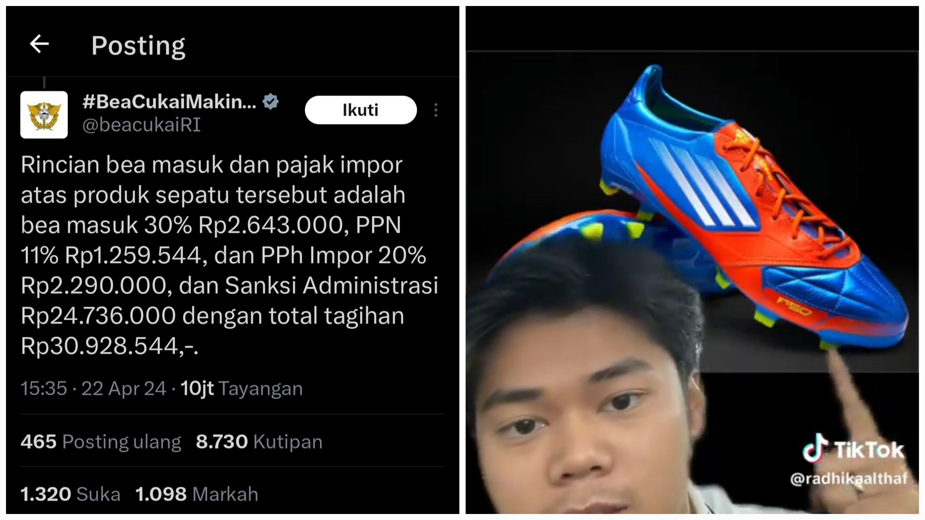 Viral Beli Sepatu Bola Harga Rp10 Juta, Tapi Malah Kena Bea Masuk Rp31 Juta, Ini Hitungan Bea ...