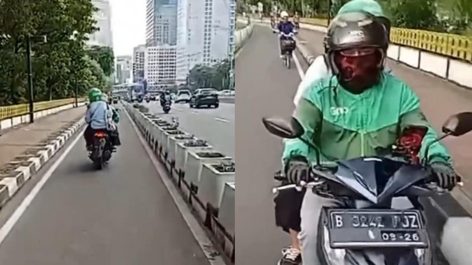 Viral Pengemudi Ojol GrabBike Tendang Pesepeda hingga Jatuh di Jalur Sepeda Jalan Jenderal ...