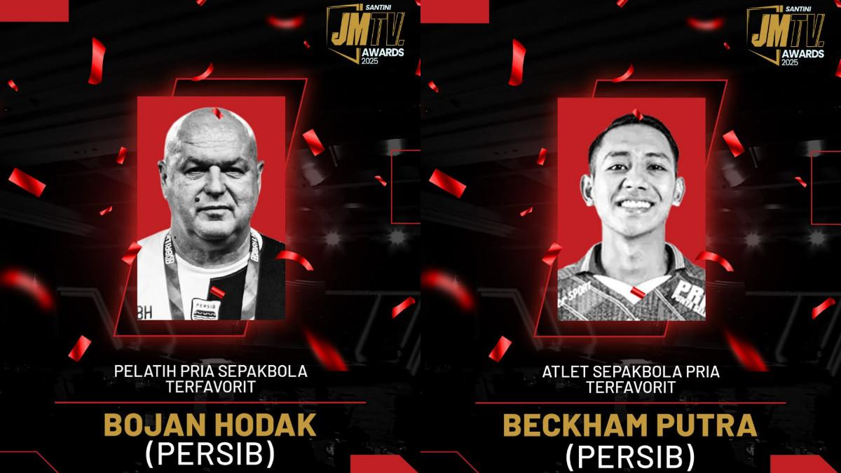 2 Sosok Persib, Bojan Hodak & Beckham Putra Menang Santini JMTV Awards 2025, Kalahkan Wakil ...
